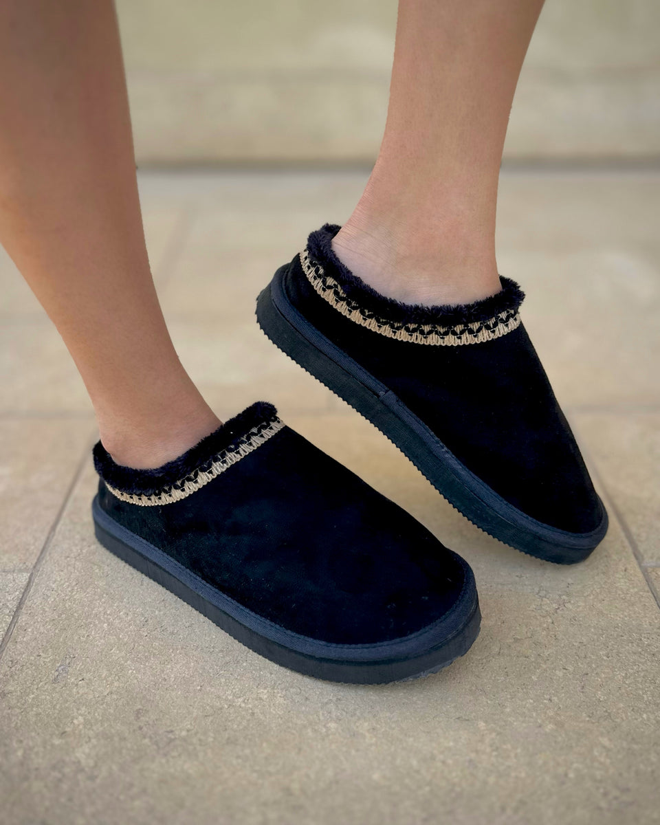 BUZZ SUEDE MULES - BLACK – Deeda