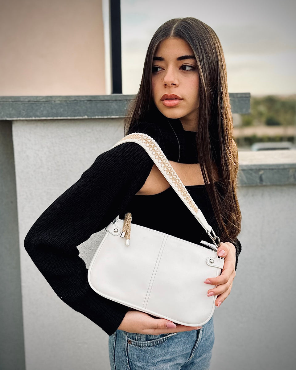 JAMEELA BAGUETTE CROSS-BODY BAG - WHITE – Deeda