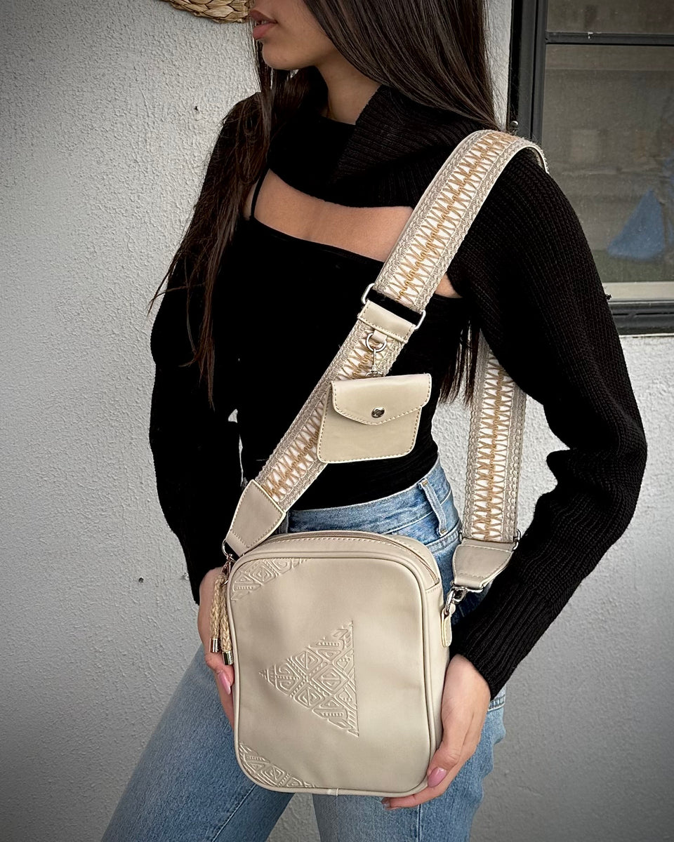 JAMEELA REPORTER CROSS-BODY BAG - BEIGE – Deeda